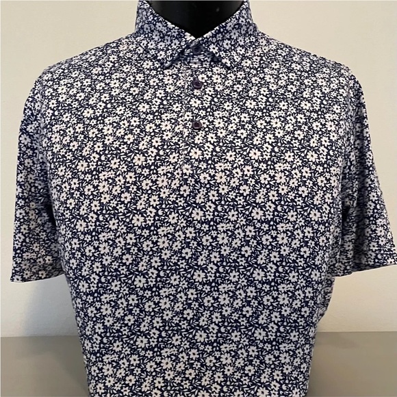 Coby Stevens | Shirts | Cs Navy Floral Print Polo | Poshmark
